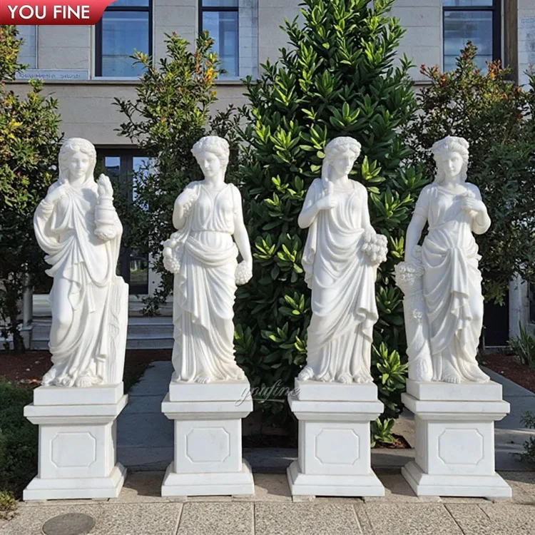 Classical Garden Sculpture - White Marble Four Season Goddess Statue