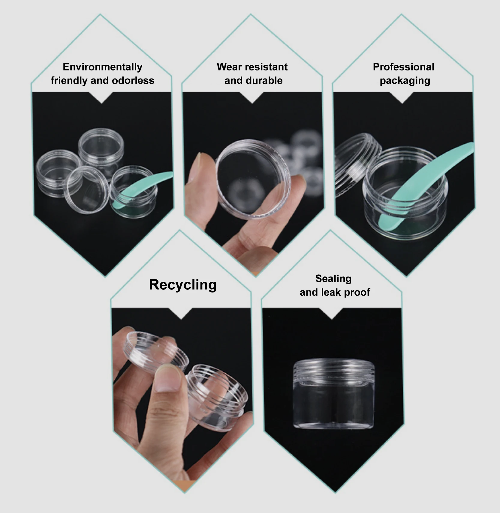 5G/5ML Plastic Round Clear Jars with Screw Cap Lids for Lotion with ...