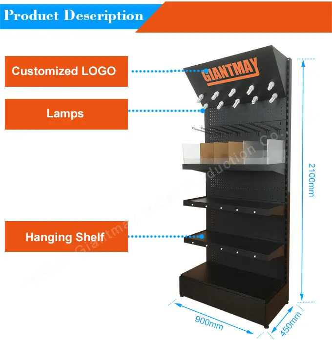 Metal Pegboard Led Lamps Accessories Exhibition Display Stand Retail ...