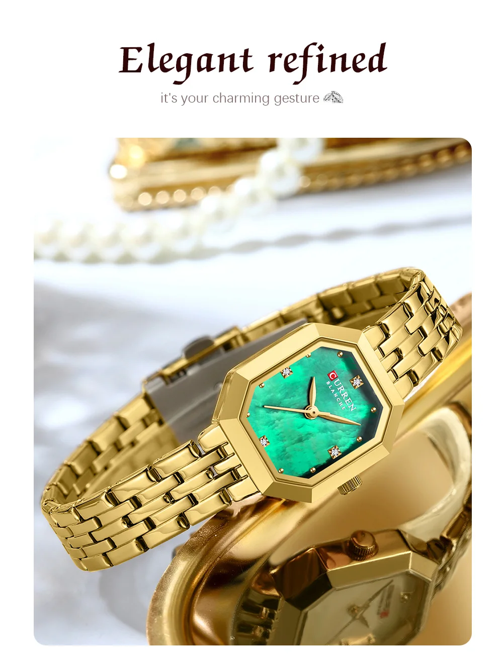 CURREN 9108 New High-hardness Glass Mirror Ladies Quartz Movement ...