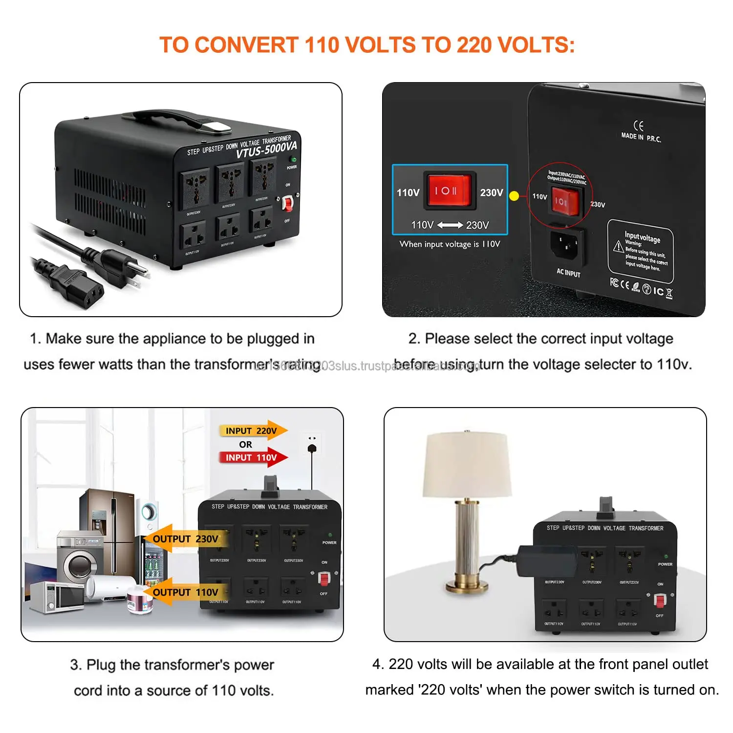 5000w Voltage Converter Transformer Step Up 110v-120v To220v-240v Or ...