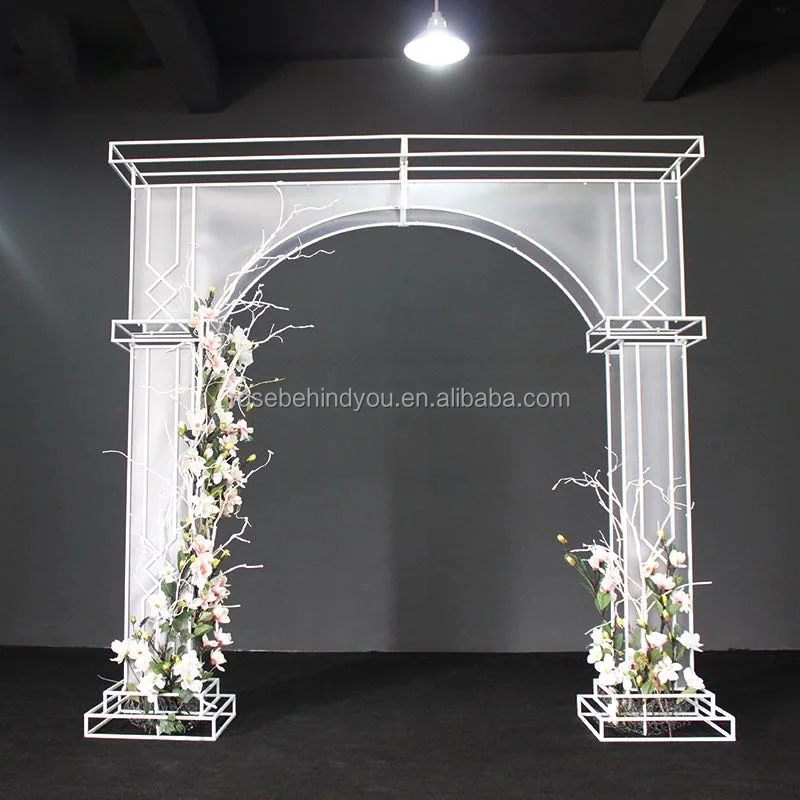 Luxury White Wedding Arch Set Screen Metal Flower 3Pcs Arch Frame ...