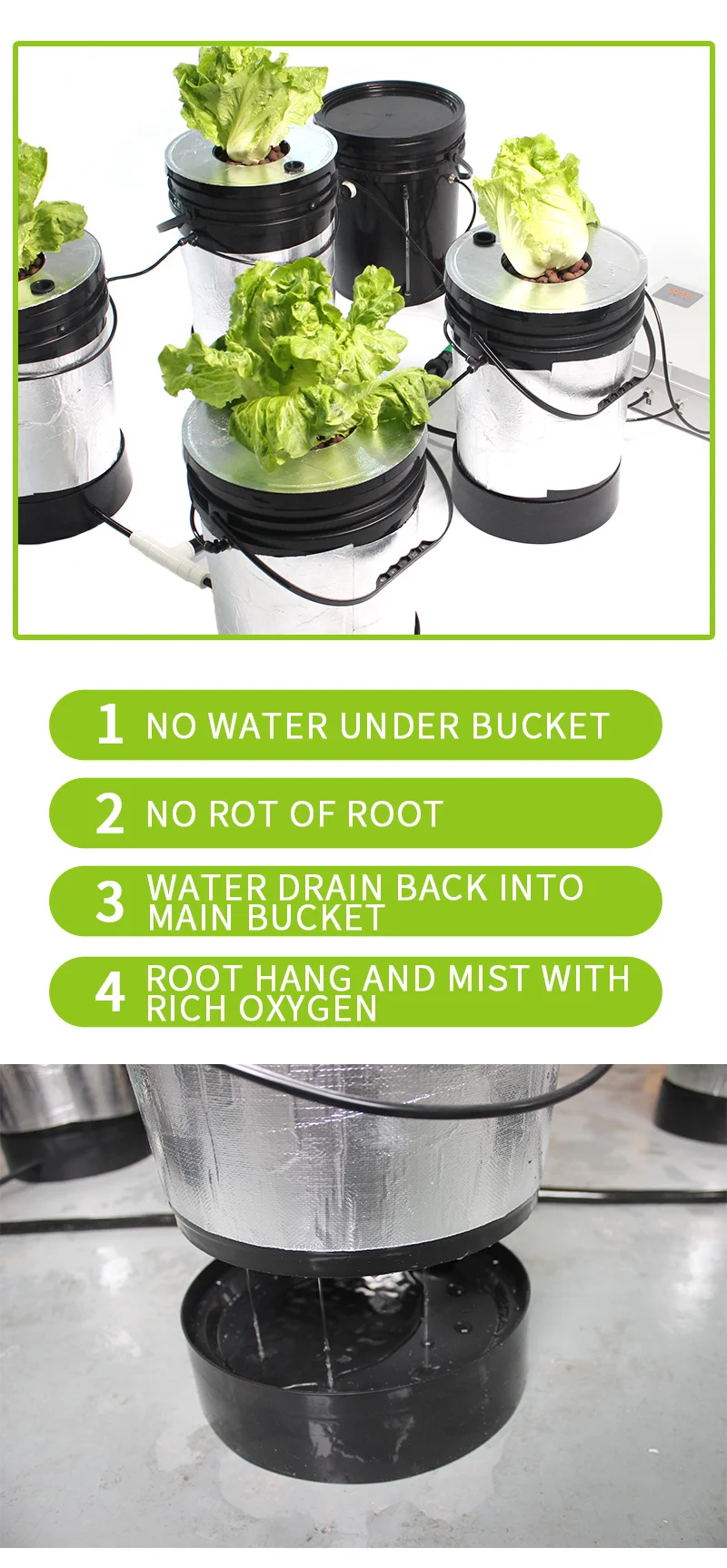 Recirculating Aeroponics System Hydroponics System 5 Round Bucket ...