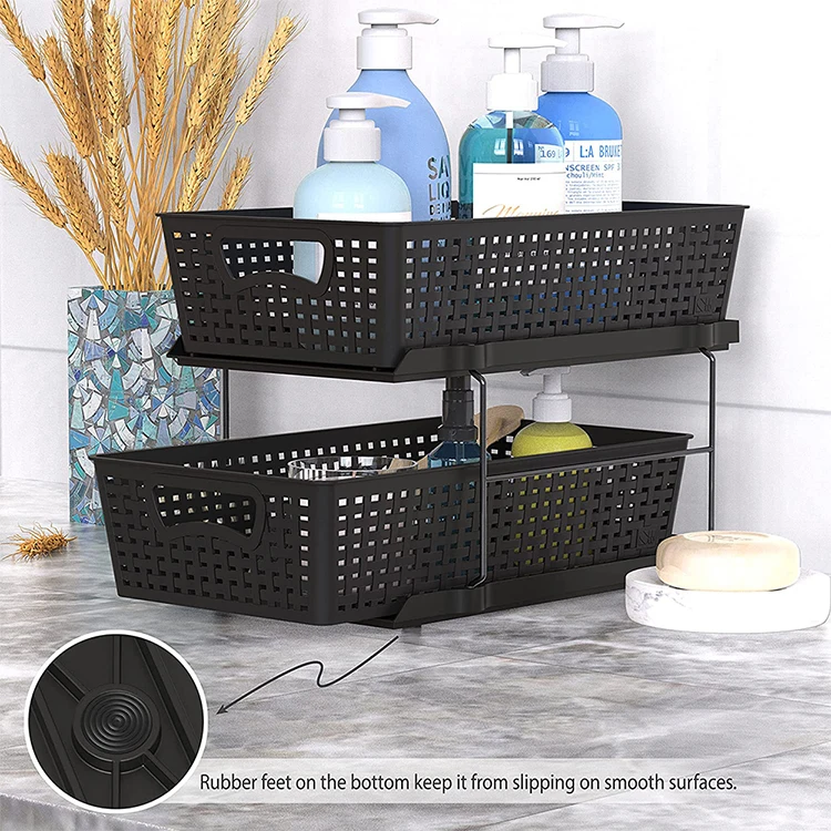 2-tier Plastic Bathroom Organization Shelf Plastic Shelves Storage ...