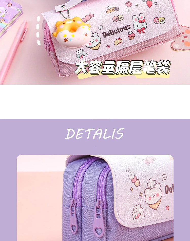 Cute Cat Pencil Case Stationery Pencil Bag Kawaii Cartoon Pencil Pouch ...