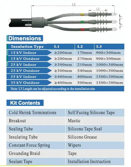 High Voltage Joint Kits Cold Shrink Terminations And Joints 15kv 25kv ...