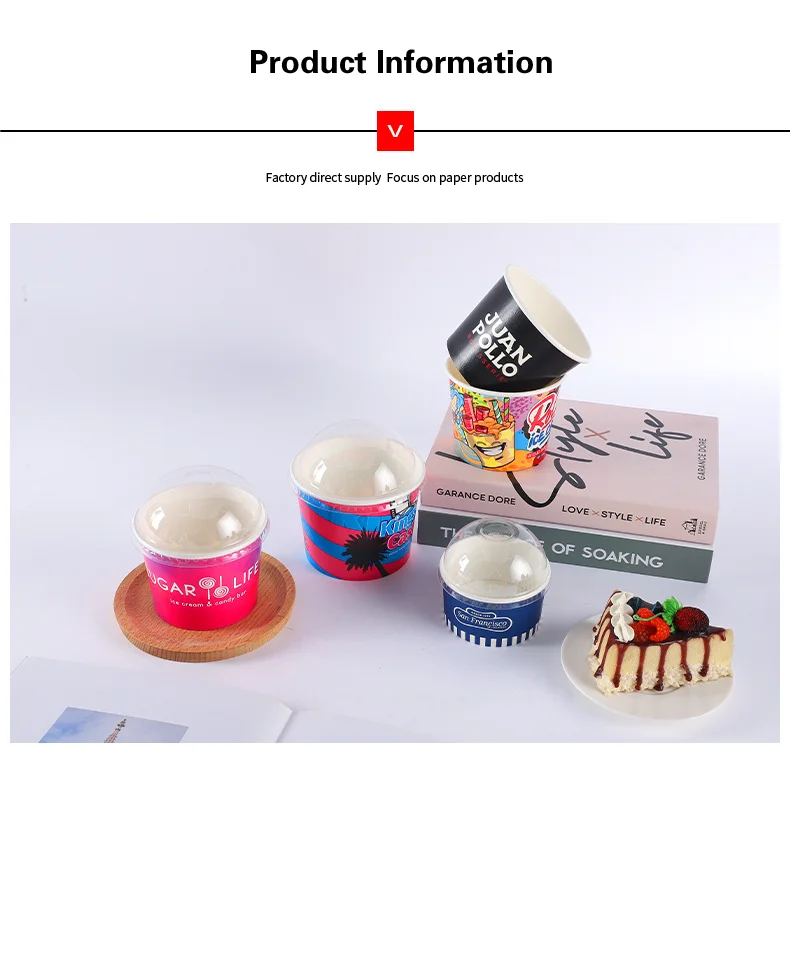 Custom Printed Disposable Ice Cream Paper Container 8oz 12oz 16oz 26oz ...