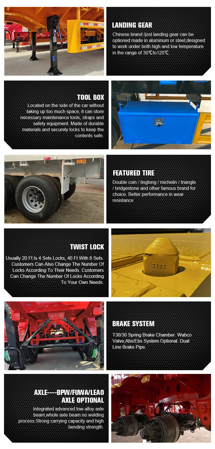 40ft Platform Trailer 60 Tons Cargo Ship Flat Bed Trailer Container ...