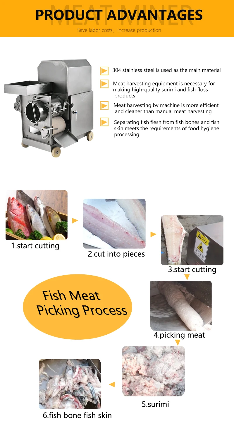 Fish Processing Meat Cutting Machine Fish Bone Separator Fish Bone ...