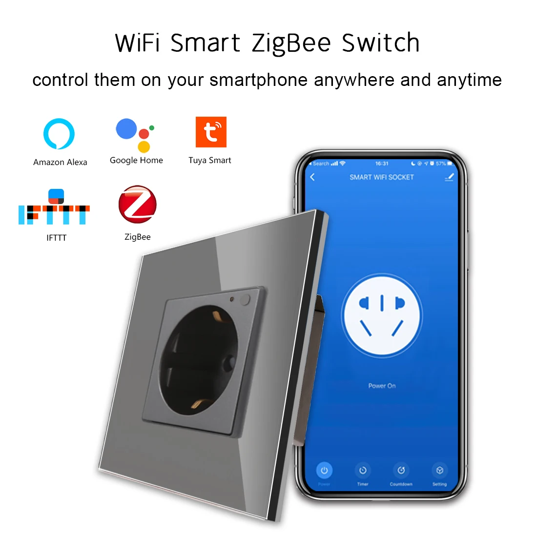 Bingoelec Smart Germany Wifi Power Wall Electric Plugs Remote Control ...