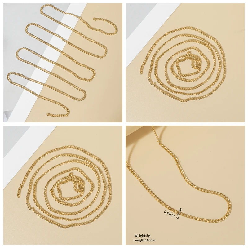 Wholesale Light Gold Metal Nk Chain Handmade Waist Chain Aluminum Curb ...