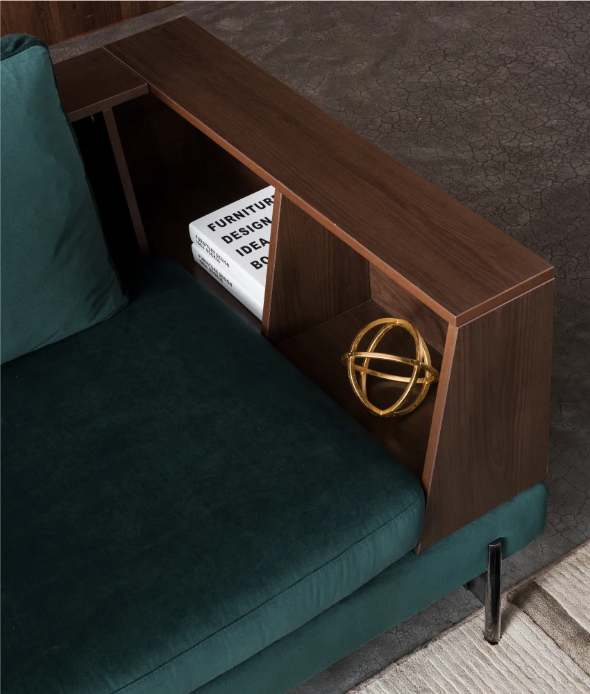 Modern Latest Design Wooden Frame Storage Function Velvet Sofa Corner ...