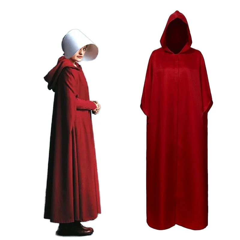Handmaid's Tale Costume Set with Red Cloak & White Scarf