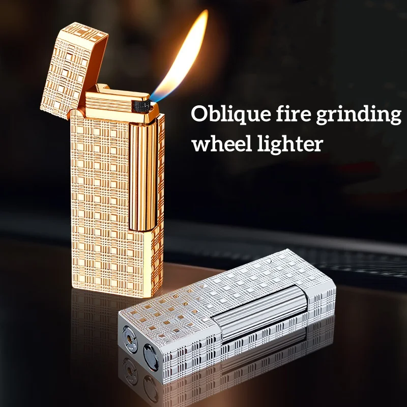 Side Sliding Lighter Soft Flame Butane Grinding Wheel Inflatable Metal ...