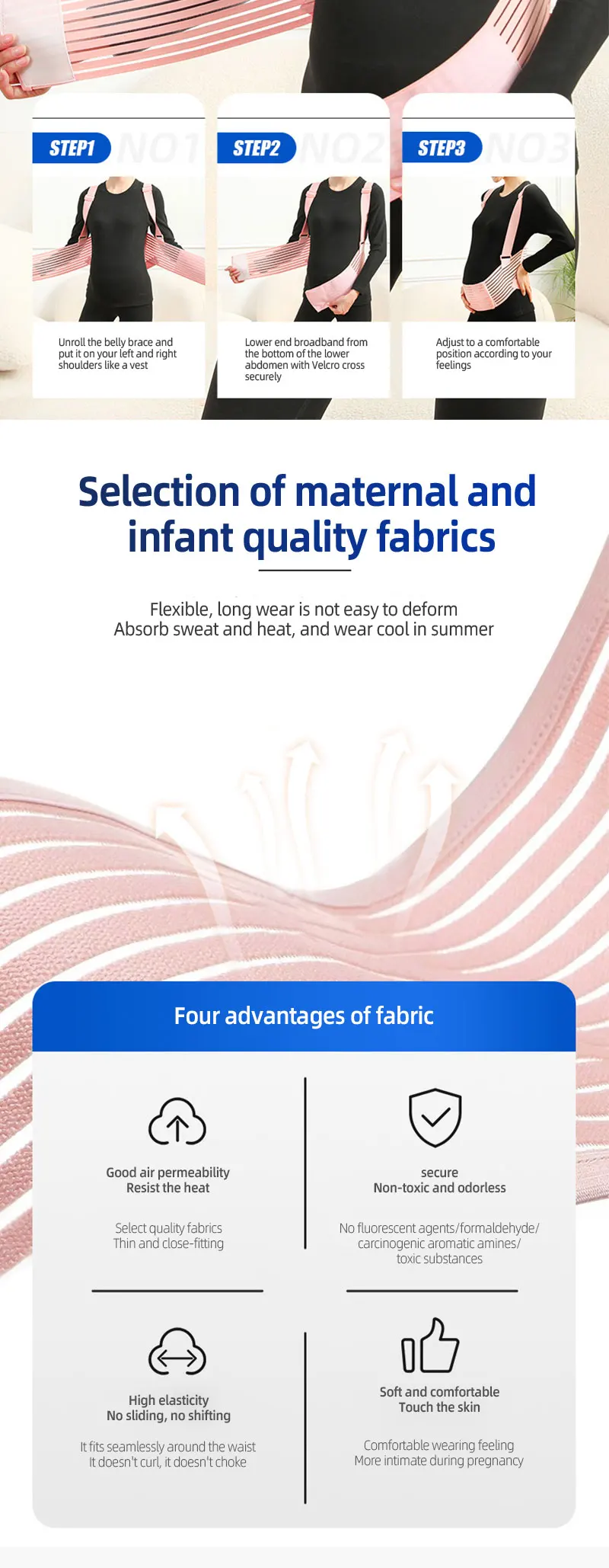 Maternity Pregnant Belly Back Brace Women Waist Back Support Belt Belly ...