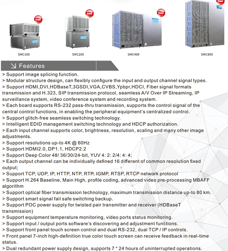 Seamless Video Switching with CCTV Matrix 8x8/16x16/32x32/72x72