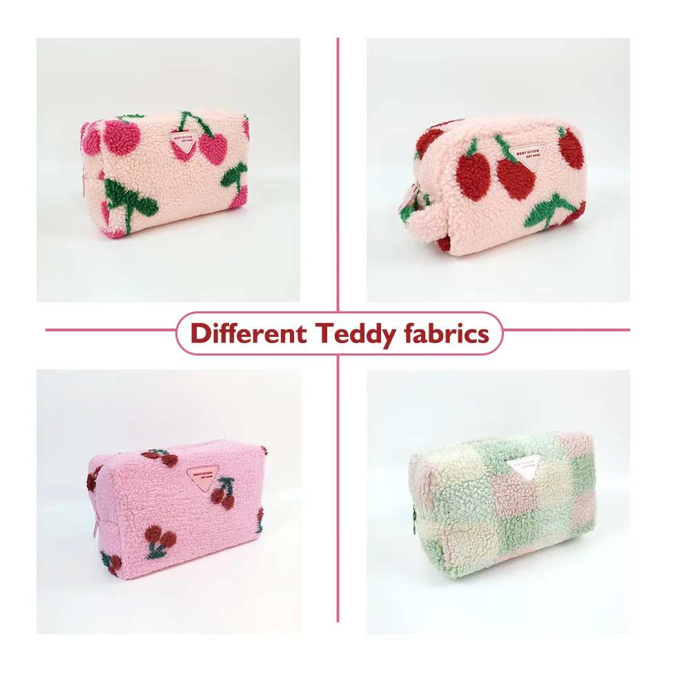 Cute Soft Terry Cloth Pouch Bag with Custom Logo & Teddy Fabric