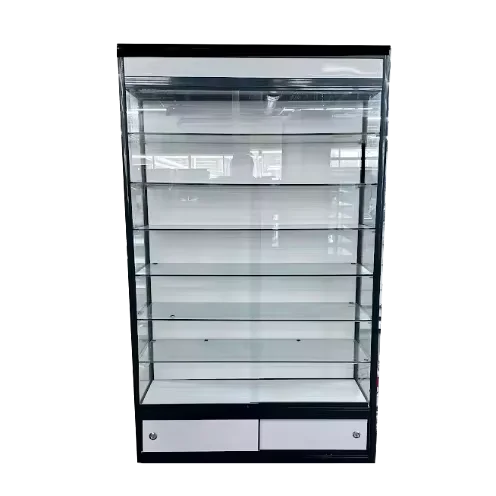 Factory Custom Full Vision Glass Display Showcase With Cabinet - White ...