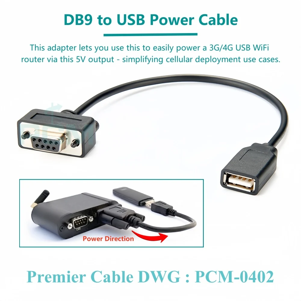 D-Sub 9 Pin DB9 Female to USB Power Cable for CAN Bus OEM | Wholesale