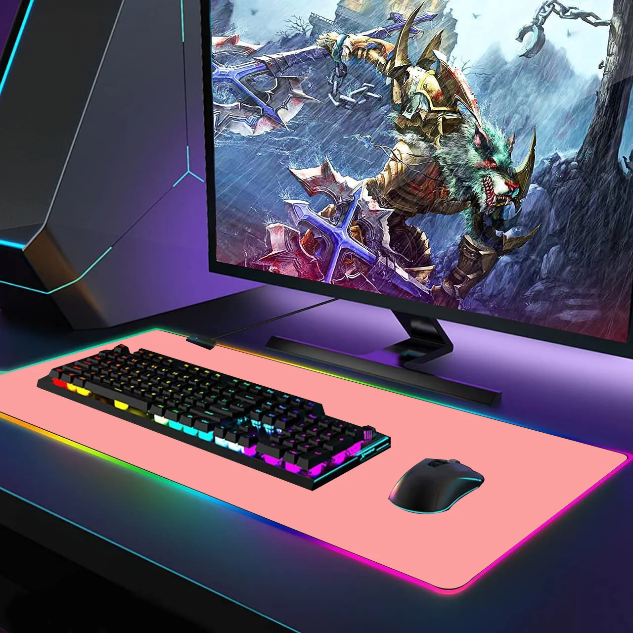 Custom Lighting Colorful Rgb Mice Pads Pink Led Game Non-slip Usb Mouse ...