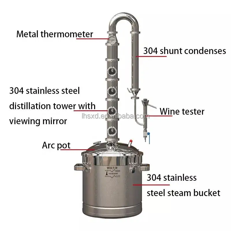 20L/30L Electric Vodka Distiller with 4-Storey Distillation Tower for ...