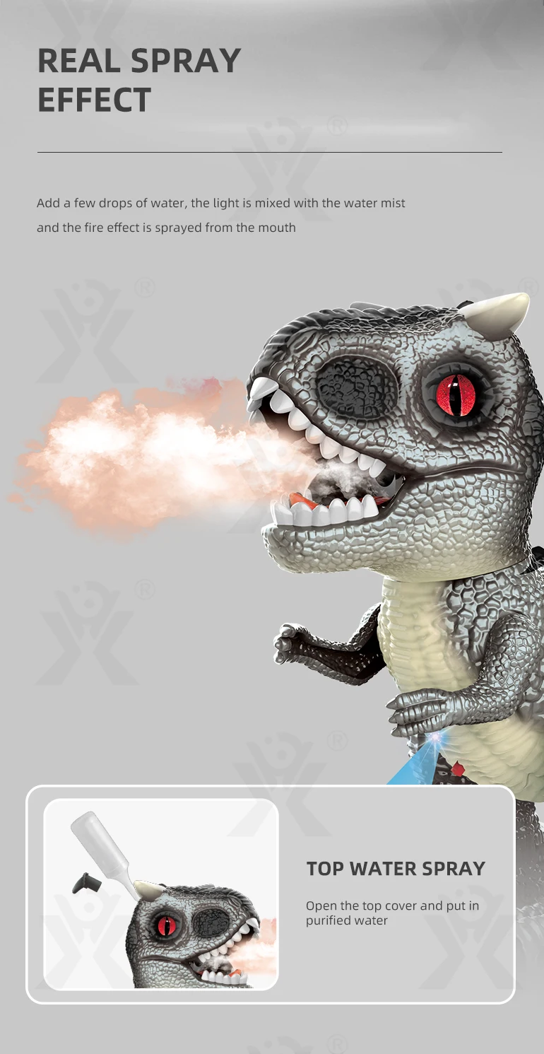 Chengji New Design Kids 2.4g 8ch Remote Control Spray Dinosaur Toy ...