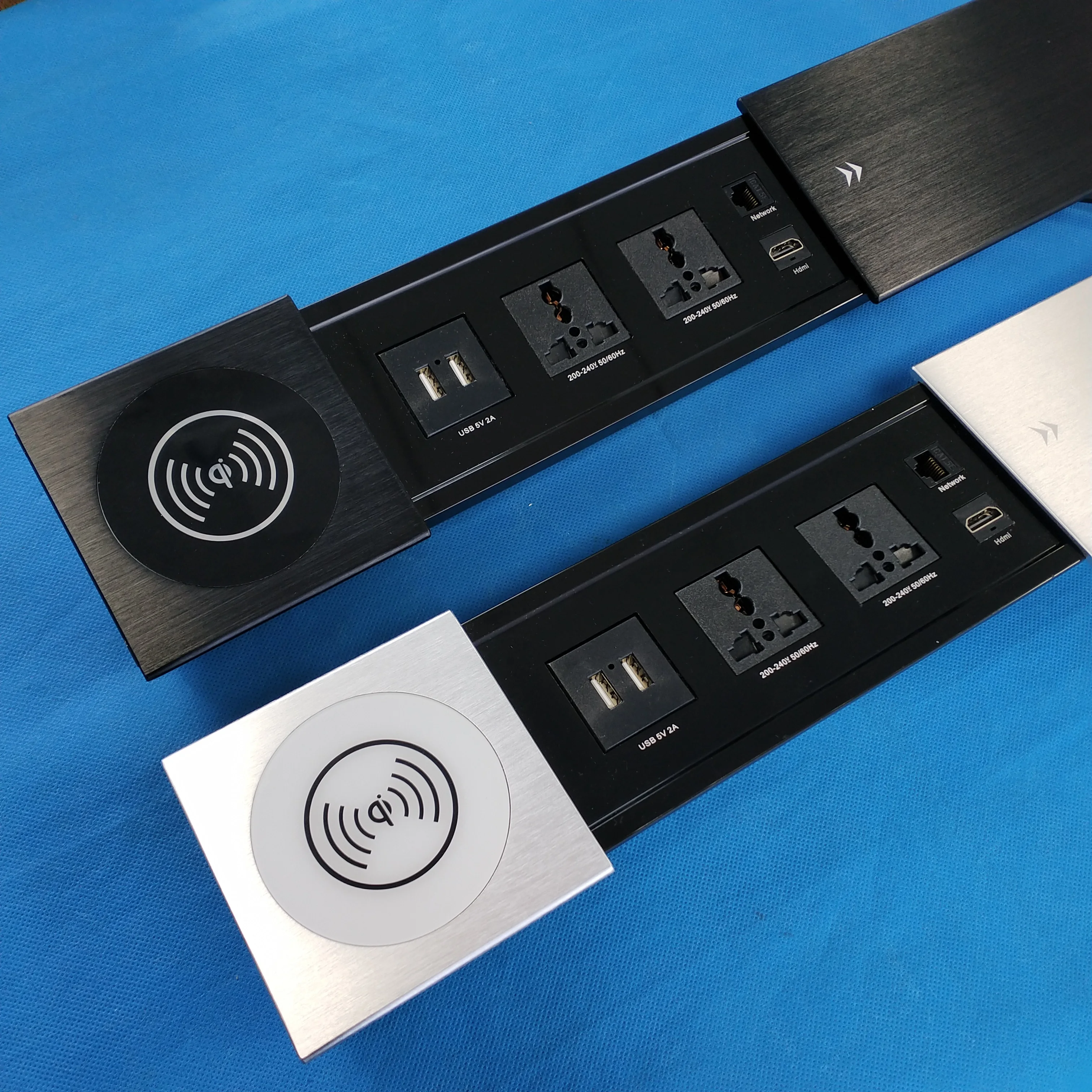 New Design Sliding Electric Wireless Desktop Charger Socket/Customized Hidden Conference Table ...