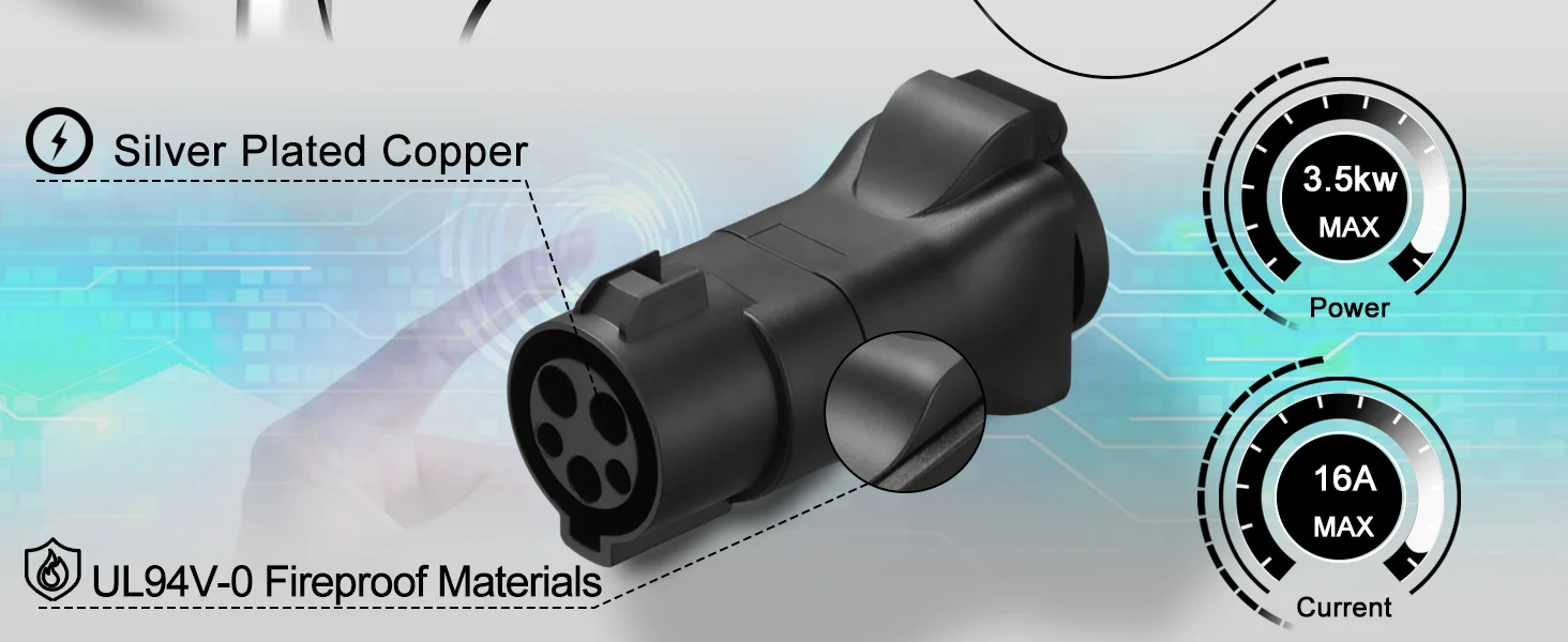 J1772 To Ac Universal Socket Adapter Evse Car Charger Connector Adaptor ...