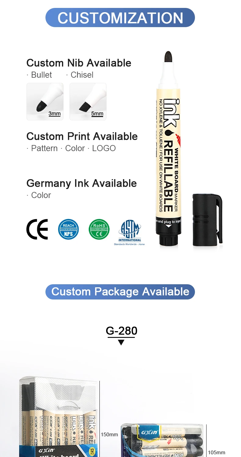 Gxin G-280 Custom Dry Erase Marker Durable Rechargeable Marker Non ...