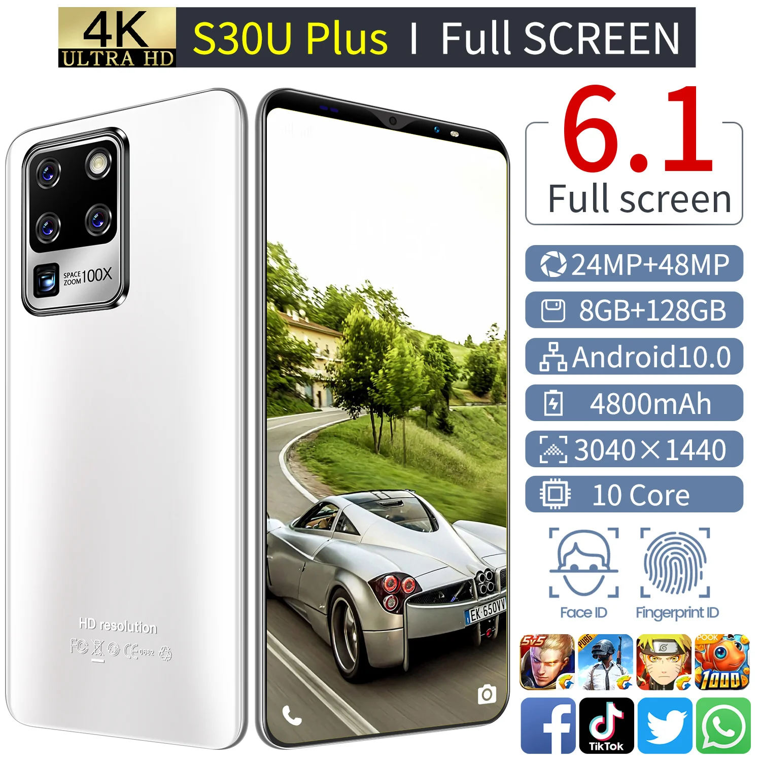 S30u Plus 6.1 Inch Hd Screen Android Smartphones 8gb+128gb 5g Let 10 ...