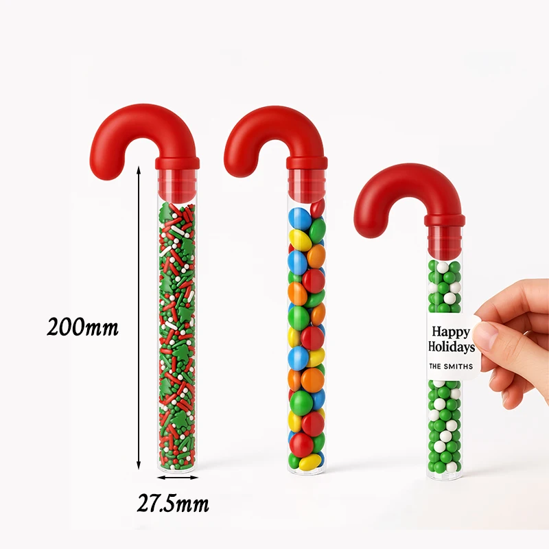Red Topper Color Candy Tube Packaging Clear Plastic Tubes for Christmas ...