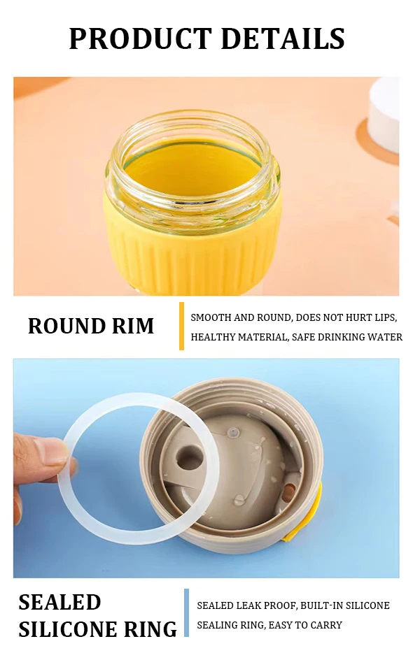 350ml 500ml Portable Hand-held Mug Silicon Sleeve Water Coffee Double ...