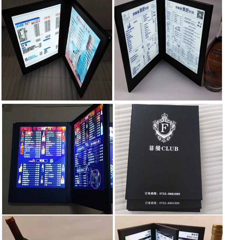 Customized LED Restaurant Menu Book Cover Luminous Display Menu LED ...