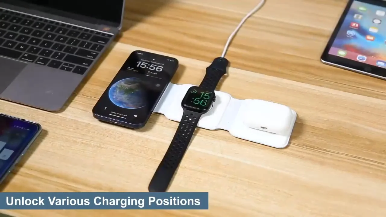 Multi-function 3-in-1 15w Folding 3 In 1 Foldable Wireless Charger 3-1 ...