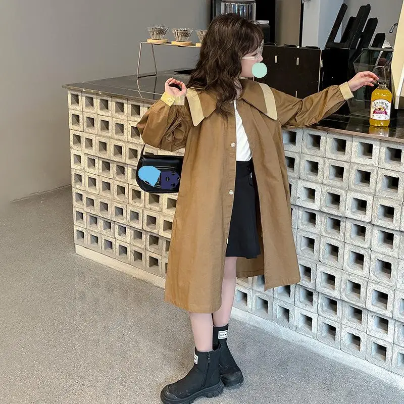 2024 Spring Big Girl Brown Dollar Overcoat Fashion Coat 5-15 Years - Buy 2024 Spring Big Girl ...
