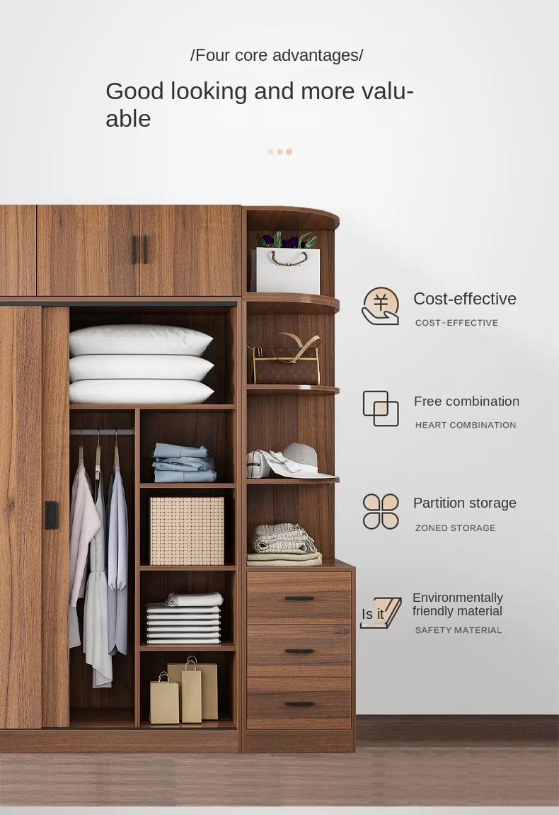 Mdf Modern Design Modular Mirrored Sliding Door Wardrobe Custom Closet ...