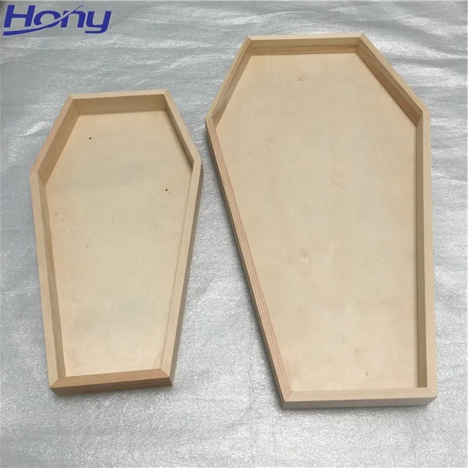 Custom Natural Wood Coffin Shaped Crafts - Unfinished Trays
