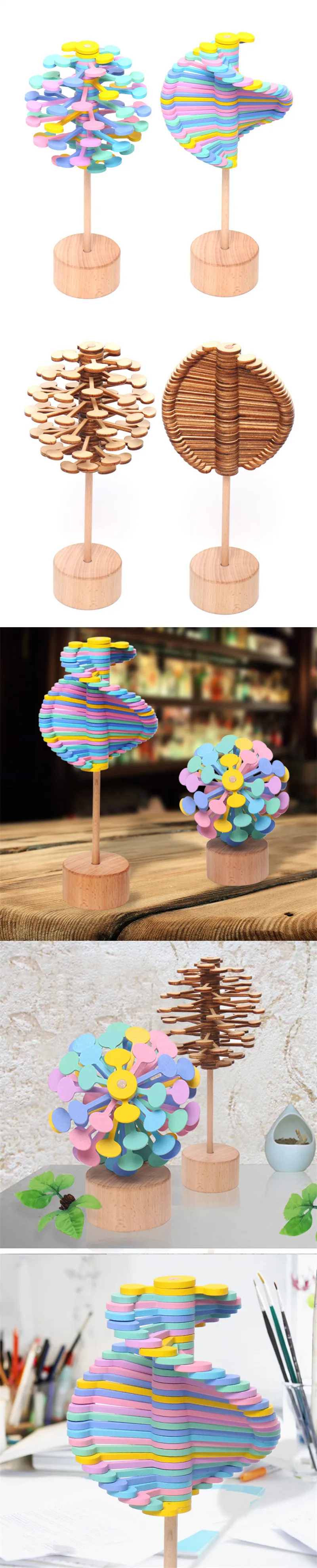 Wooden Fibonacci Sequence Spinning Magic Wand Kinetic Art Decompression ...