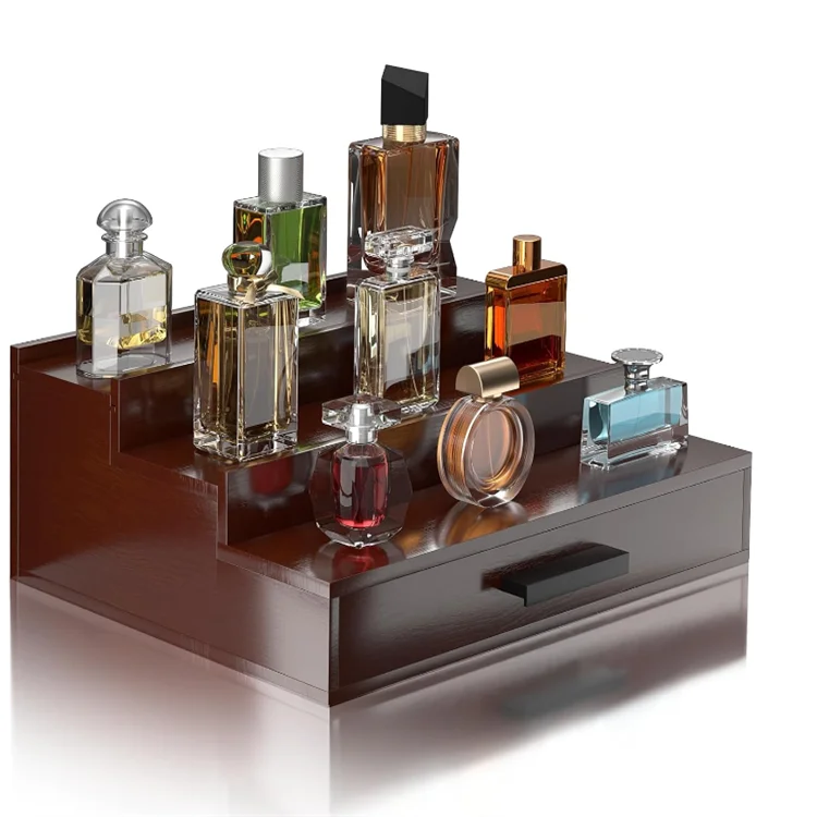 3 Tier Cologne Display Shelf Solid Wood Storage Display Risers Wooden ...