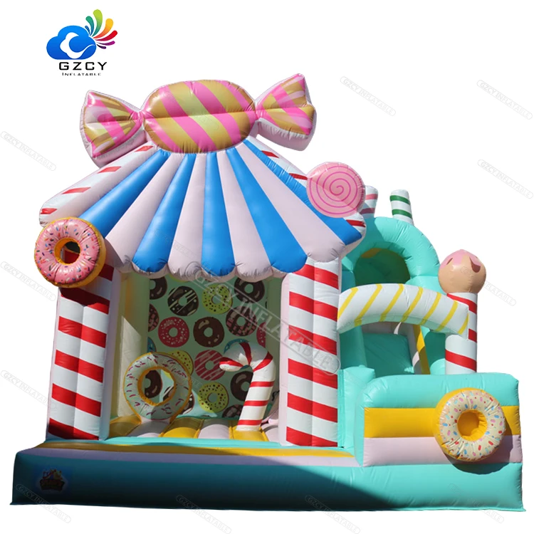Commercial Pink Bounce House Candy Theme Jumping Bouncy Castle Combo ...