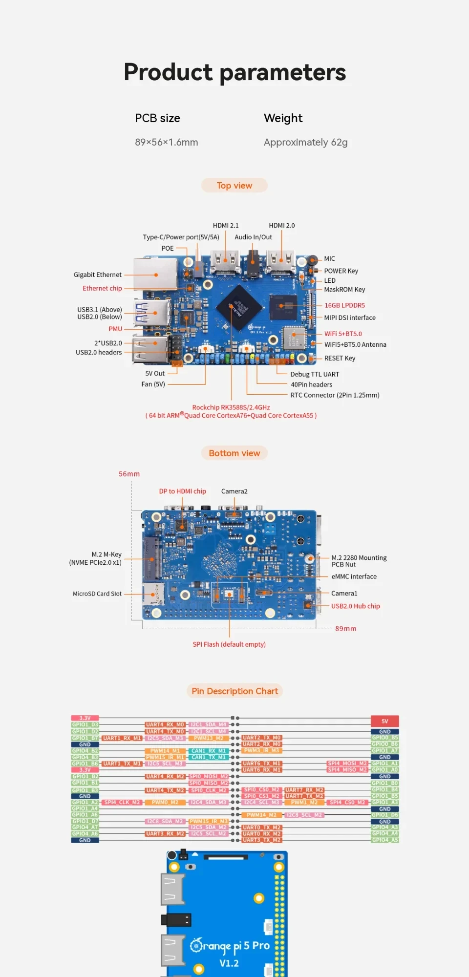 Orange Pi 5 Pro - RK3588S Development Board with DDR5 RAM
