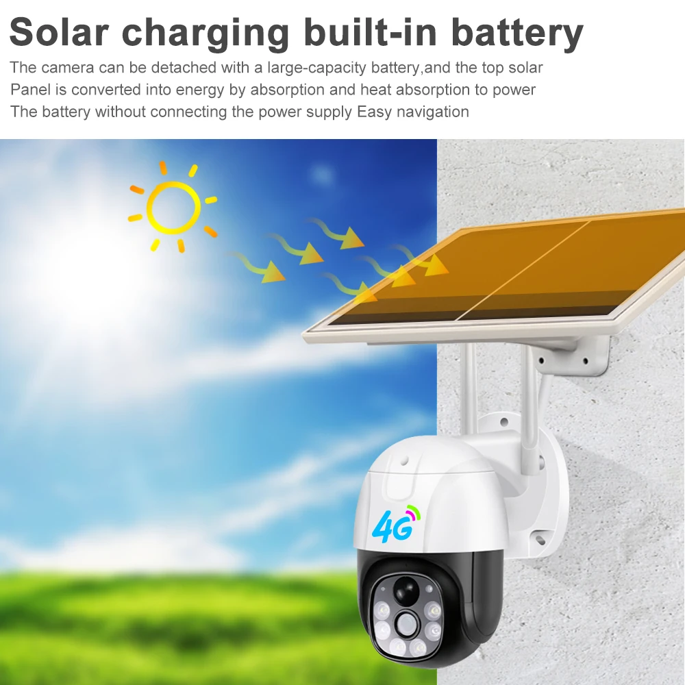 V380 1080P 4G Wifi Solar PTZ Outdoor Surveillance Camera