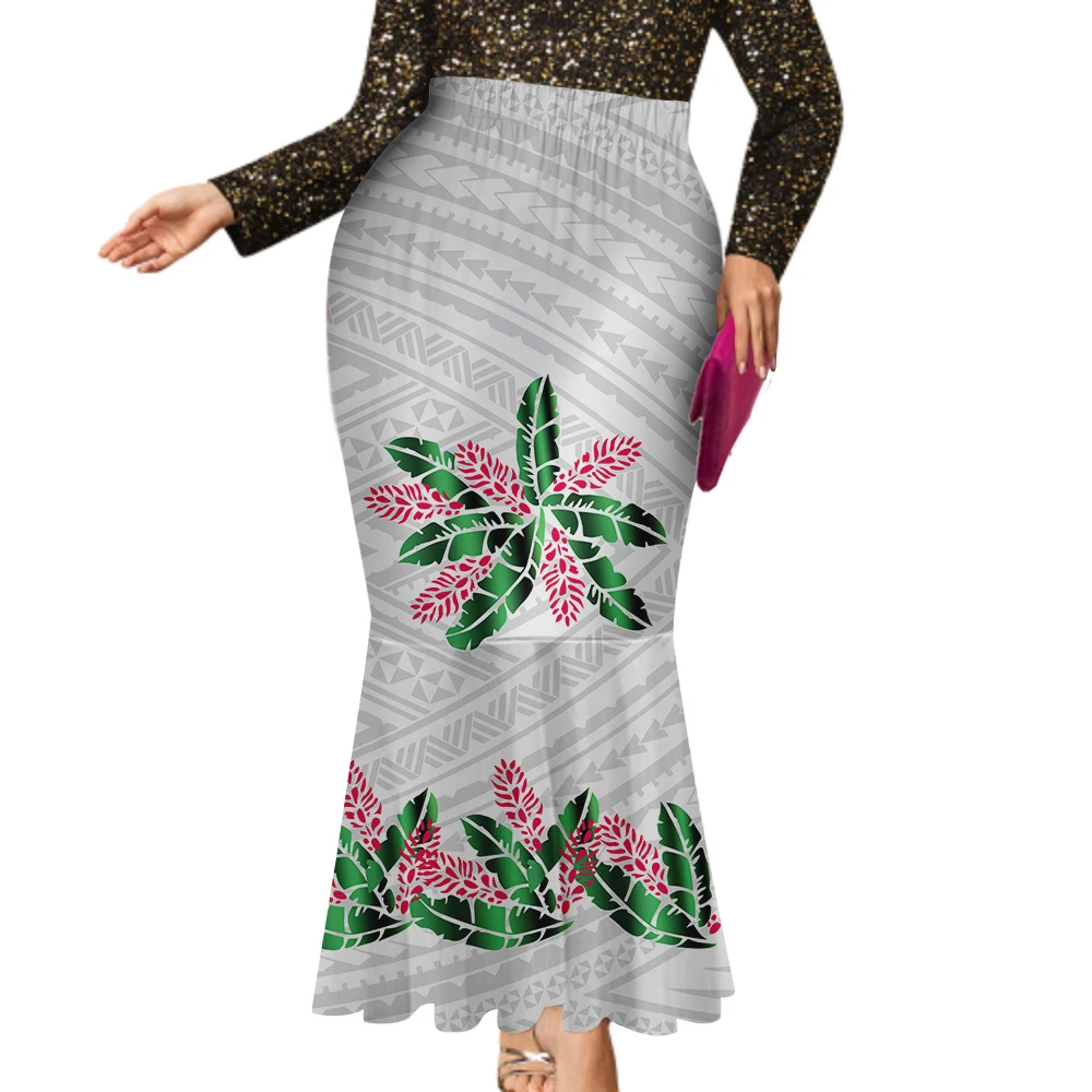 Hawaii Polynesian Hibiscus All-match Tall Waist Fishtail Skirt Fashion ...