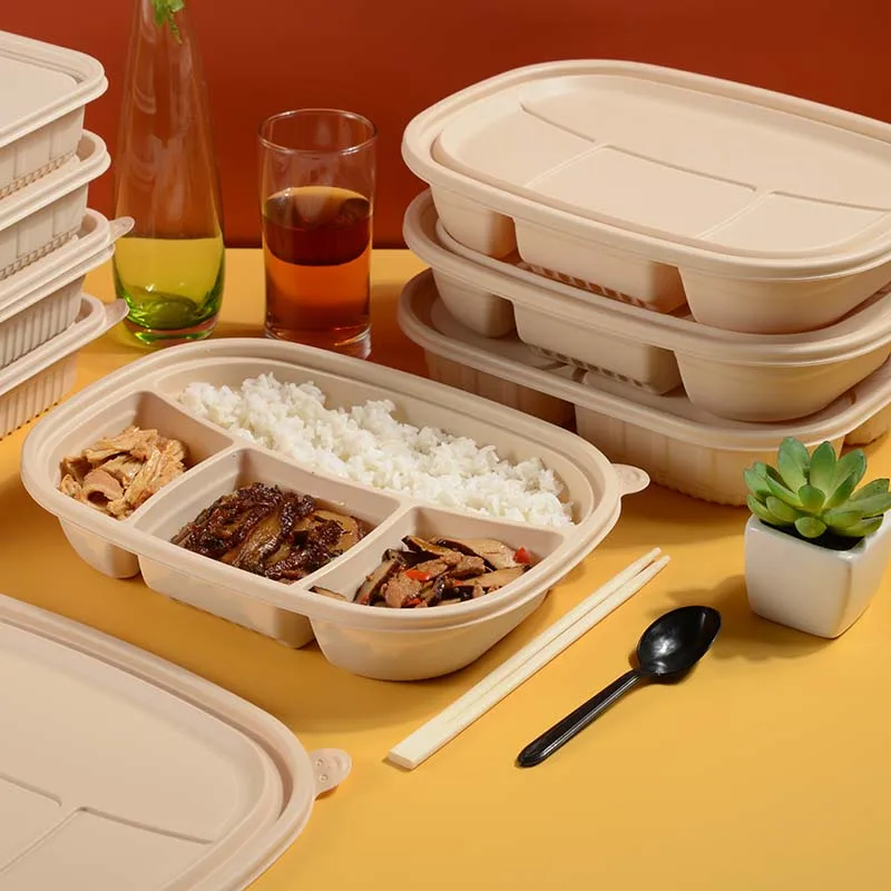 4 Compartment Biodegradable Food Container - Microwaveable