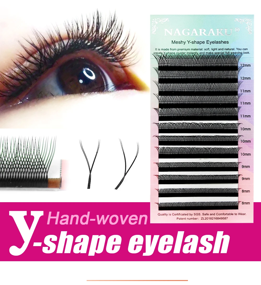 Nagaraku Yy Shape Eyelash Extensions Hand Woven Premium Y Shape Mink ...