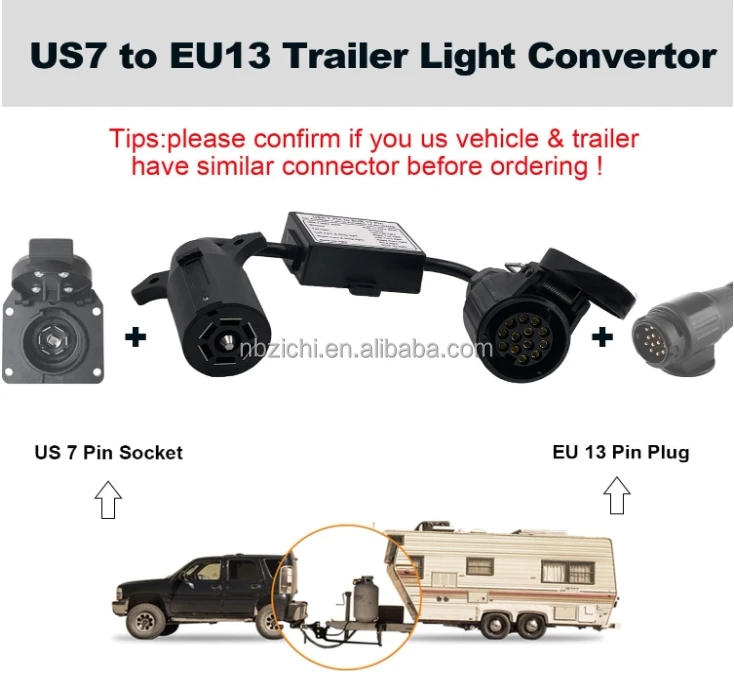 Trailer Light Converter US Vehicle with 7Way Blade Trailer Connector to ...