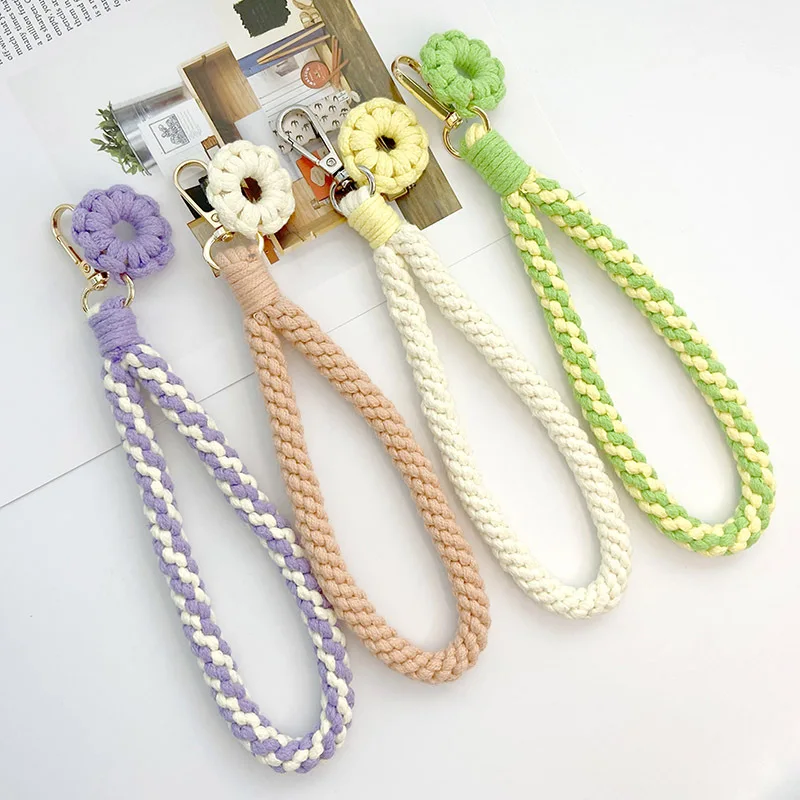 Rewin 2024 Bohemian Handmade Macrame Wrist Cell Phone Charm Keychain ...