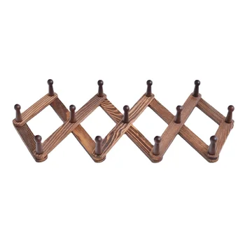 Wood Expandable Peg Rack Multi Purpose Accordion Wall Hangers Wood ...