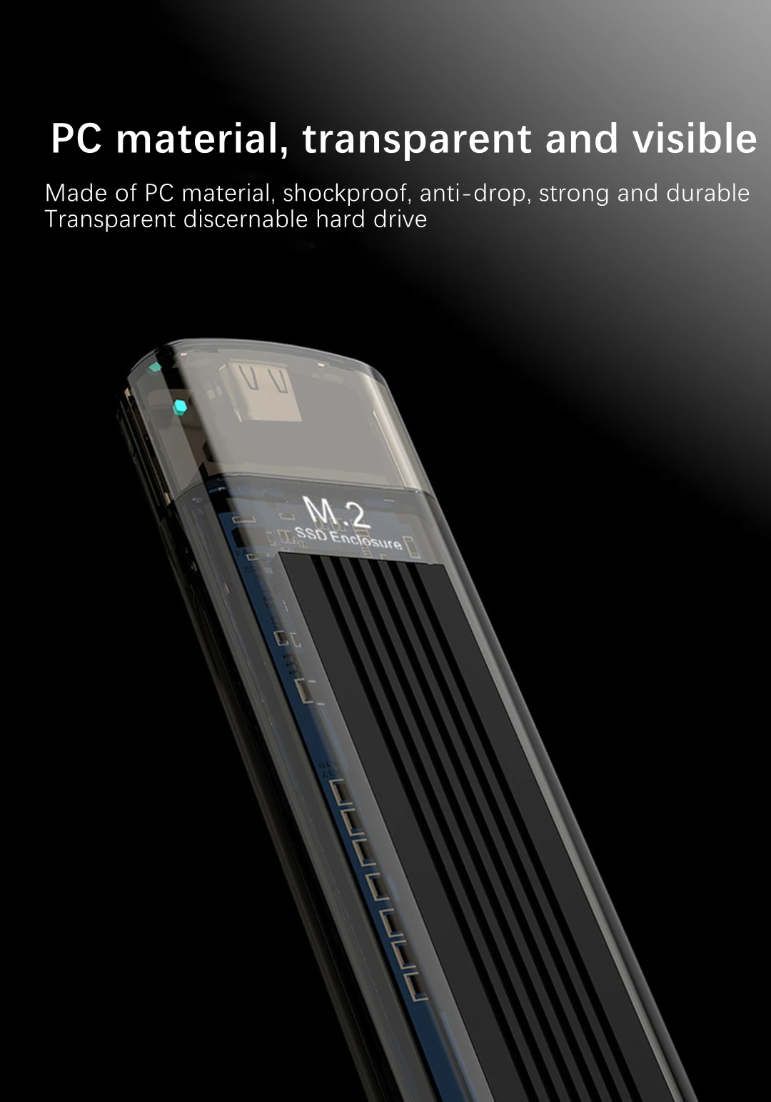 Transparent SSD Enclosure - USB3.1 Gen 2 10gbps Nvme M.2