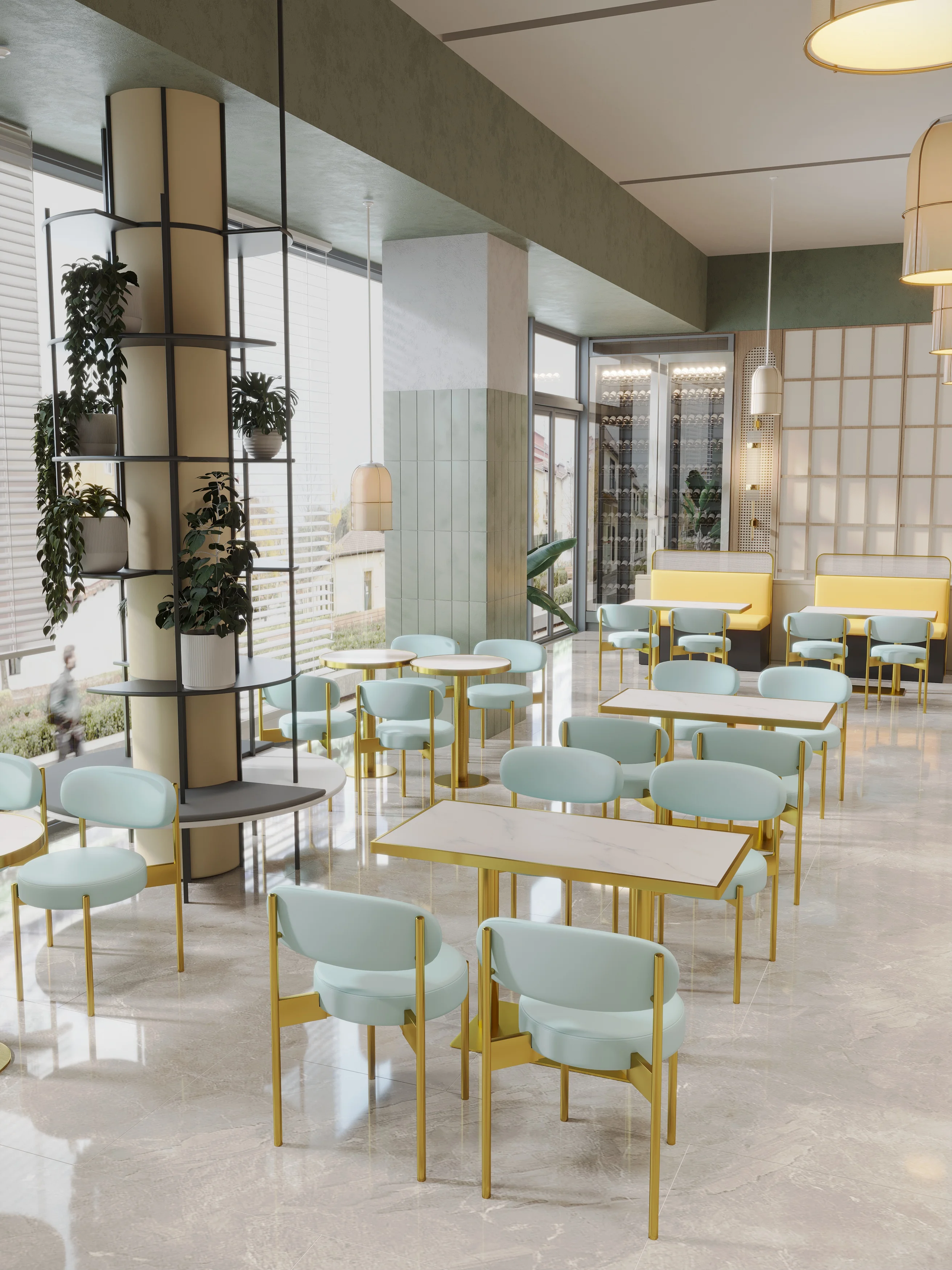 Restaurant Furniture Dining Table And Chair Metal Leather Coffee Chair ...